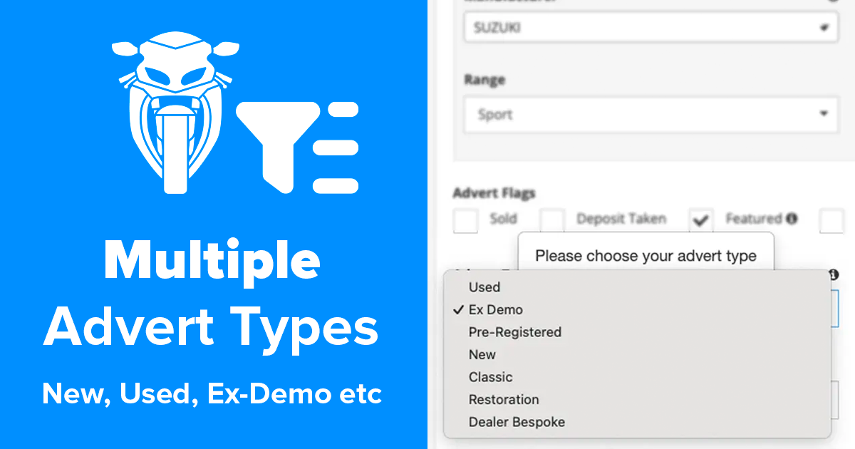 Manage & Publish Multiple Motorcycle Advert Types